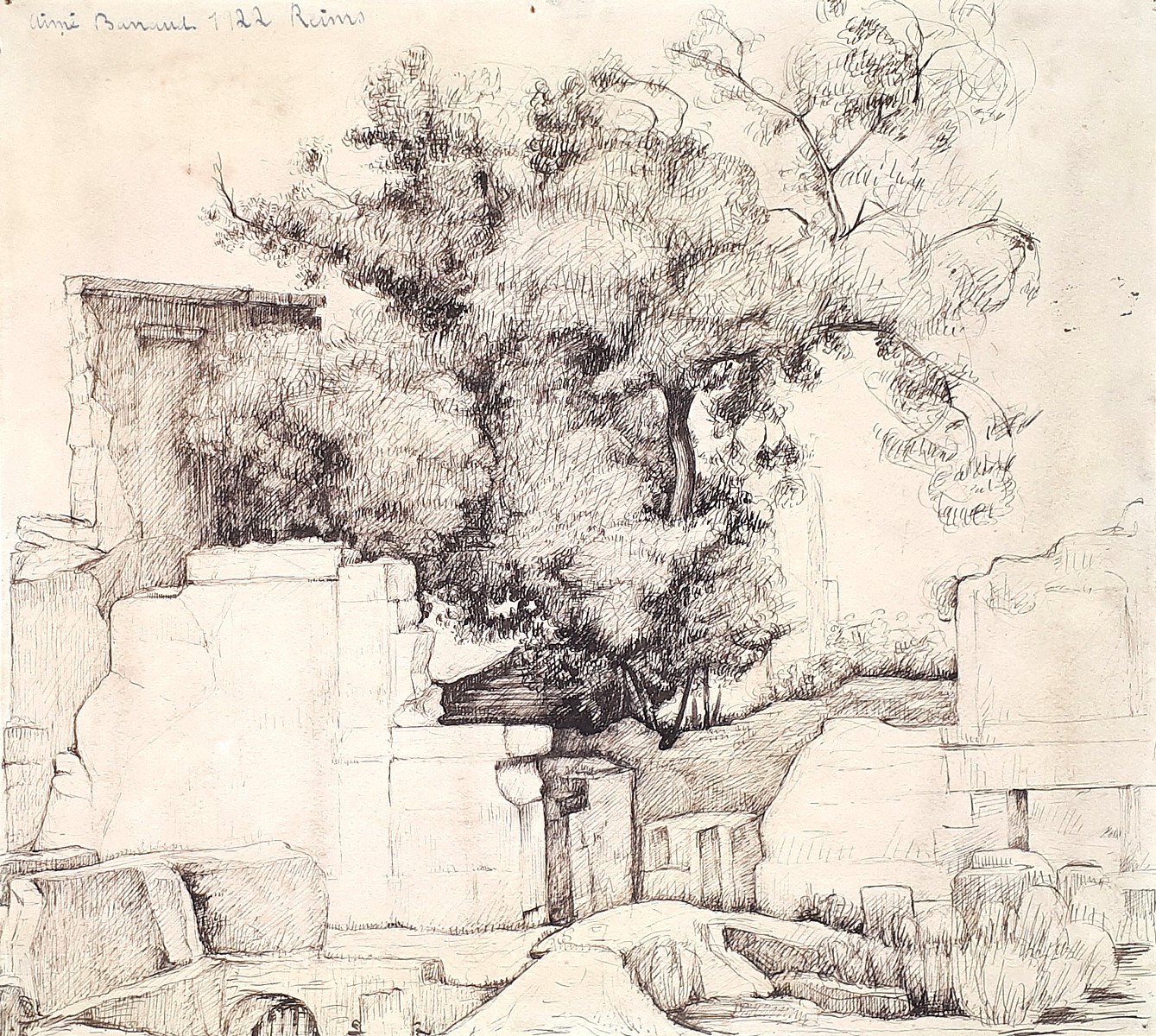 Reims, dessin de 1922 par Aimé Barraud